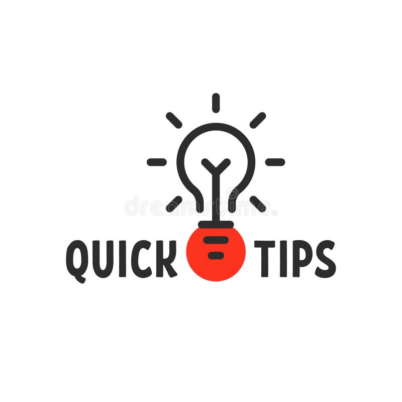 Minimal Quick Tips Icon with Black Light Bulb Stock Vector ...