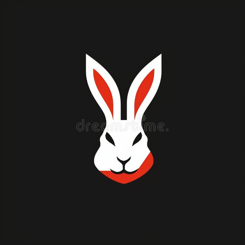 Minimal Rabbit Logo Design with White and Red Details Stock ...