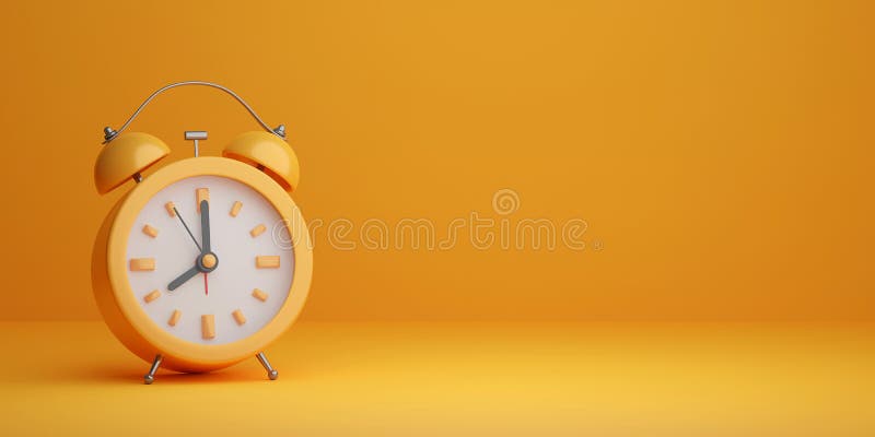 Minimal Realistic Alarm Clock on Yellow Background Stock Illustration ...