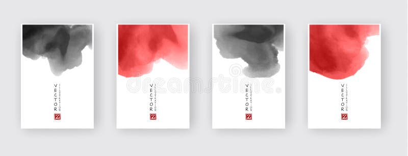 Minimal Red and Black Covers Design Set Stock Vector - Illustration of ...
