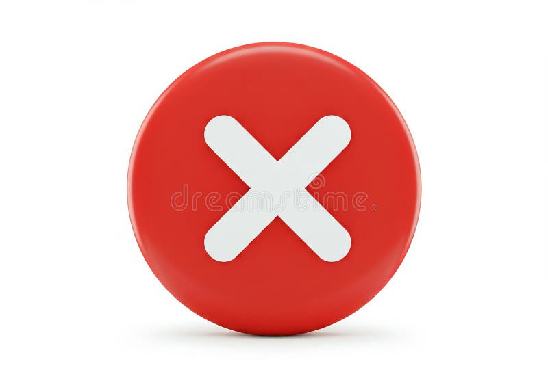 Minimal Red X Icon for System Error Cancellation Alert Design Stock ...