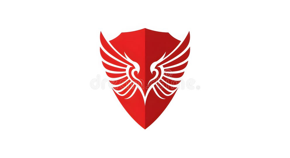 Minimal Red and White Shield Icon with Clean Lines, Stylized Garuda ...