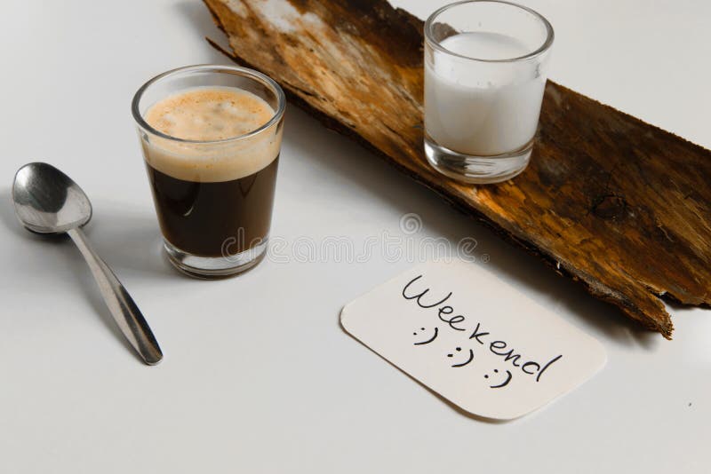 Minimal Refreshment Break for Two. Iced Coffee and Milk Cup Stock Photo ...