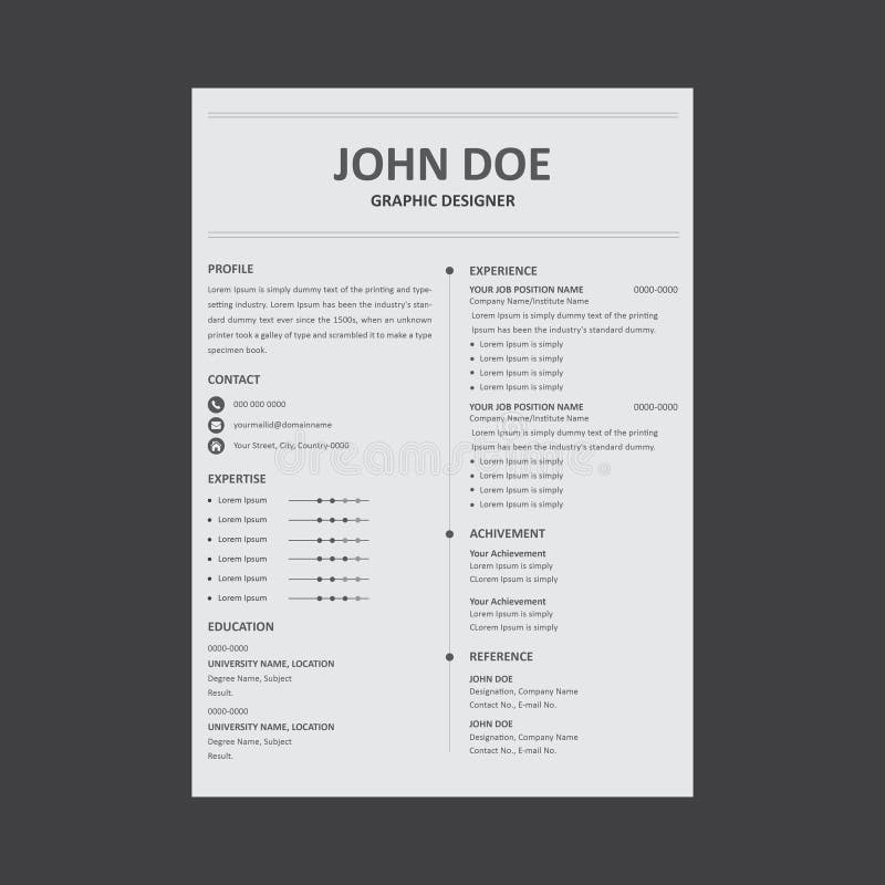 Modern Minimal Resume Template Design, Pro Vector Illustration Stock ...