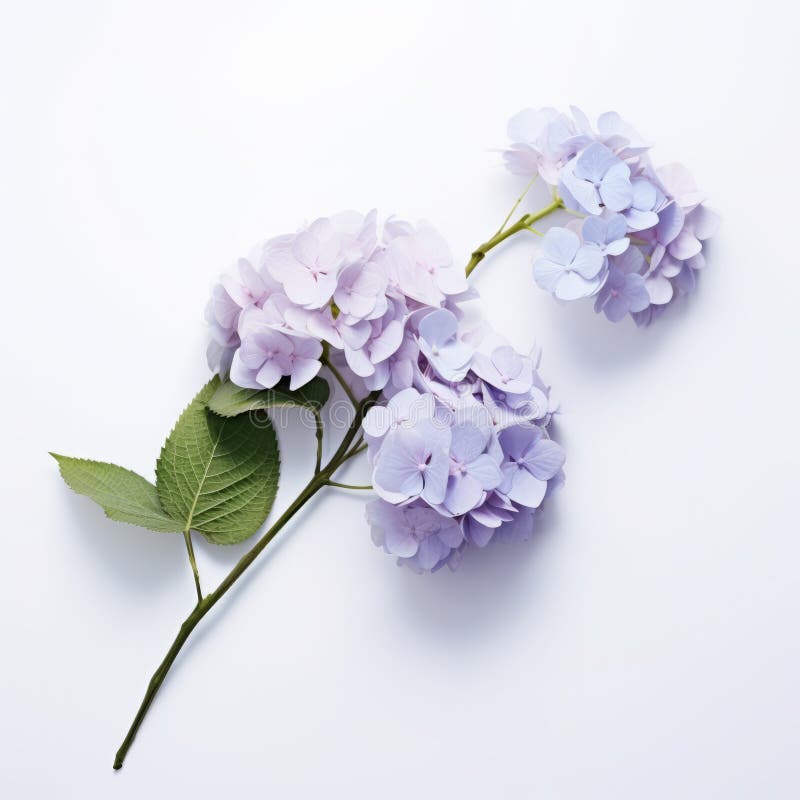 Minimal Retouching Blue Hydrangeas on White Surface with Hyper ...