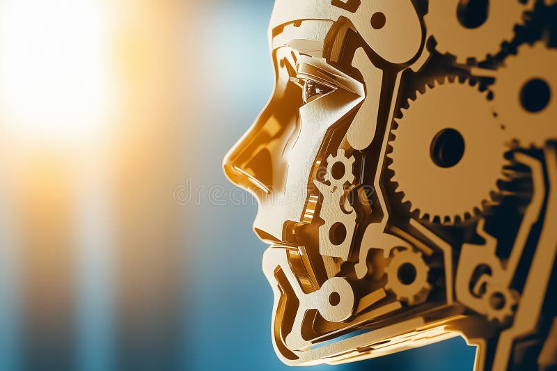 Minimal Robot Face Features a Gear Outline Against a Neutral Backdrop ...