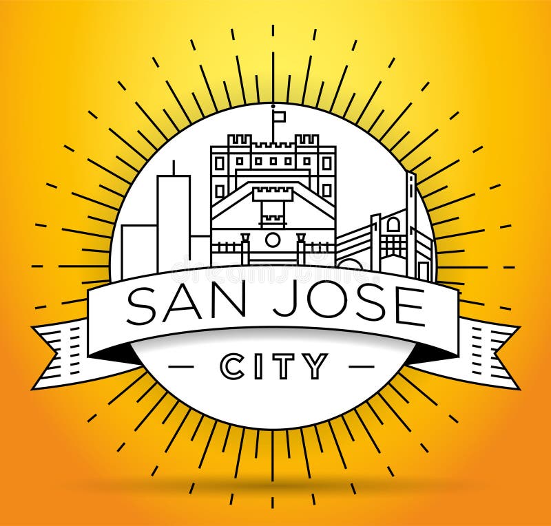 Minimal San Jose City Linear Skyline with Typographic Design Stock ...