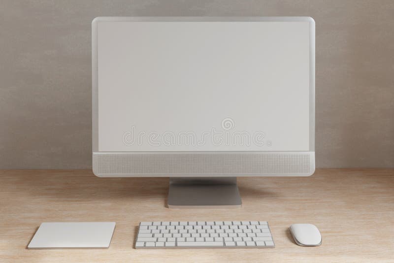 Minimal Scandinavian Working Space with Desktop Computer Mockup on ...