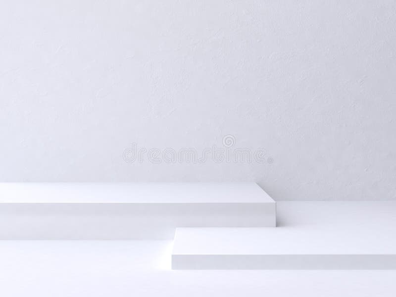Minimal Scene Square Step Floor White Wall Background 3d Render Stock ...