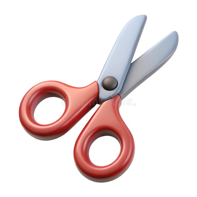 Minimal Scissors Symbol on Red Background. 3d Rendering Stock Image ...
