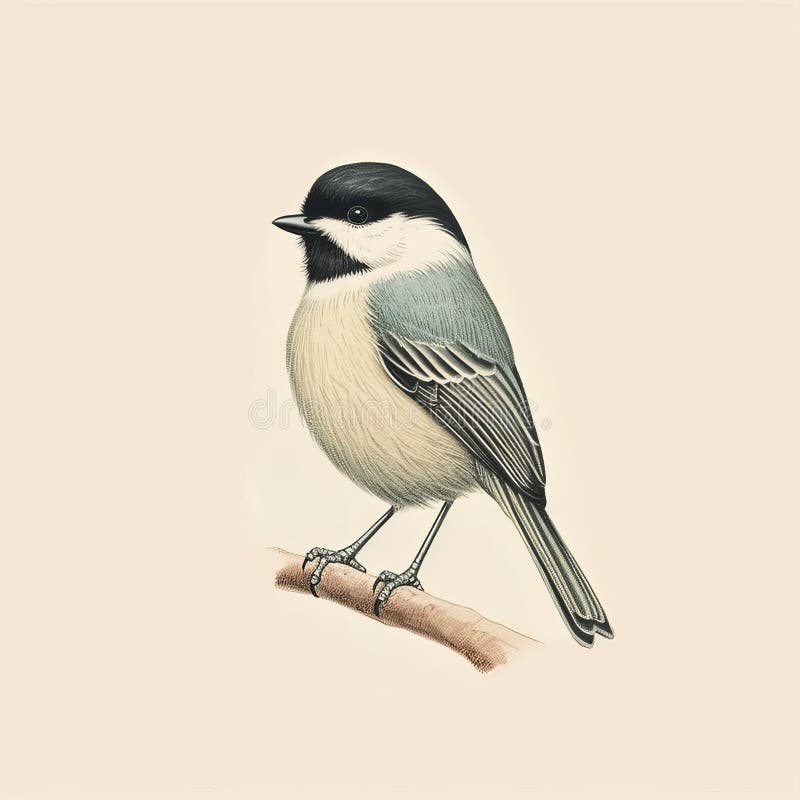 Minimal Screenprint Illustration of Titmouse Full Body Risorgraph Print ...