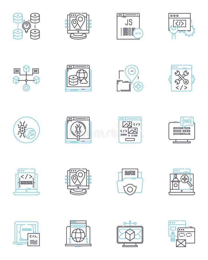 Minimal Scripting Linear Icons Set Efficiency Simplification Automation Precision