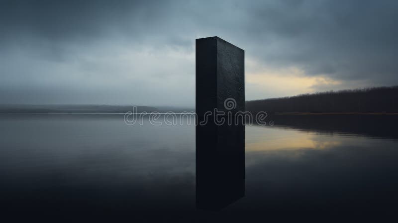 Minimal Sculpture: a Dark Structure in the Middle of a Lake Stock ...