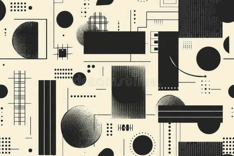 Minimal Seamless Pattern Design in Black and White Stock Illustration ...