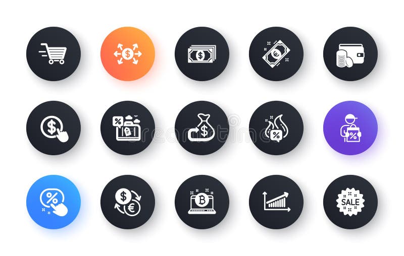 Minimal Set of Discount Button, Delivery Discount and Euro Money Flat ...