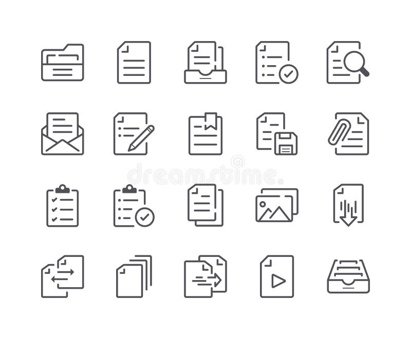 Minimal Set of Document and File Line Icons Stock Vector - Illustration ... Minimal Set of Document and File Line Icons Stock Vector - Illustration ...