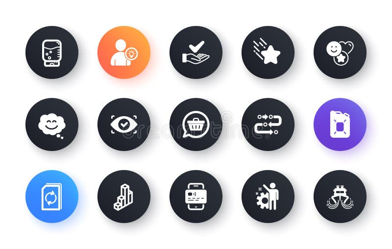 Minimal Set of Falling Star, Employee and Biometric Eye Flat Icons for ...