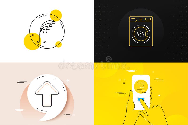 Minimal Set of Phone Communication, Upload and Dryer Machine Line Icons ...