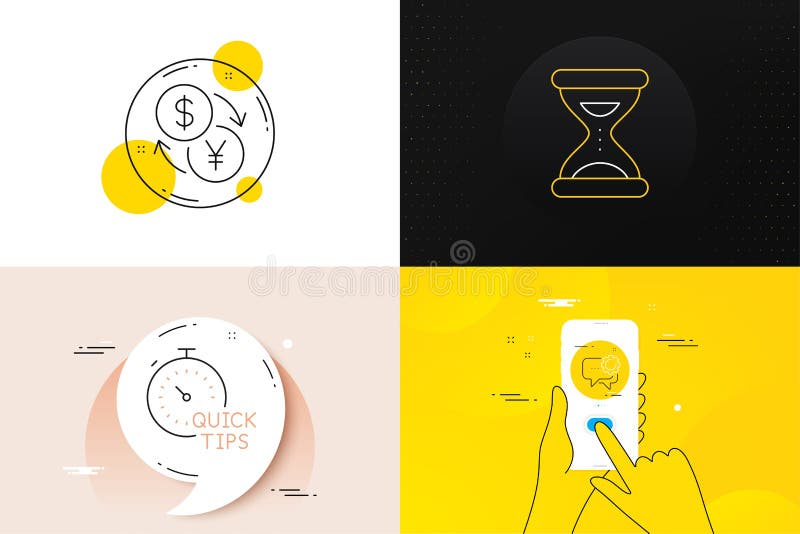 Minimal Set of Quick Tips, Time and Employees Messenger Line Icons. for ...