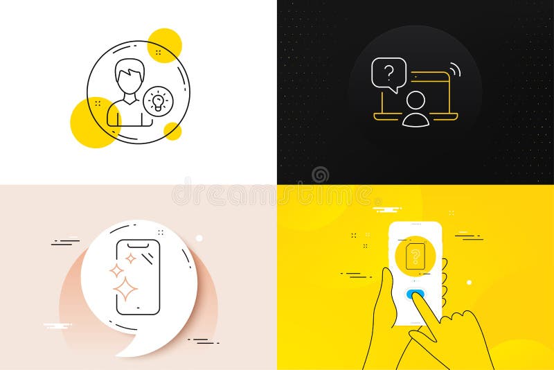 Minimal Set of Unknown File, Online Question and Person Idea Line Icons ...
