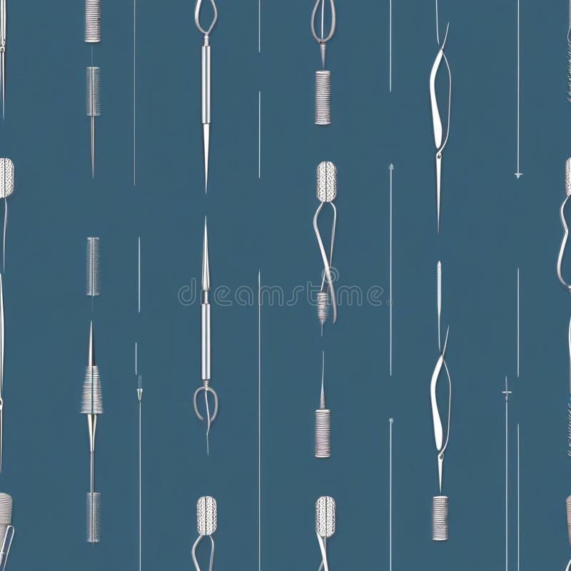 Minimal Sewing Needle & Tailoring Concept Seamless Pattern Stock ...