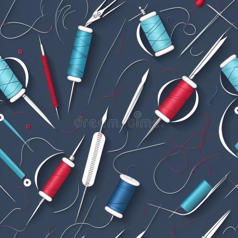 Minimal Sewing Needle & Tailoring Concept Seamless Pattern Stock ...