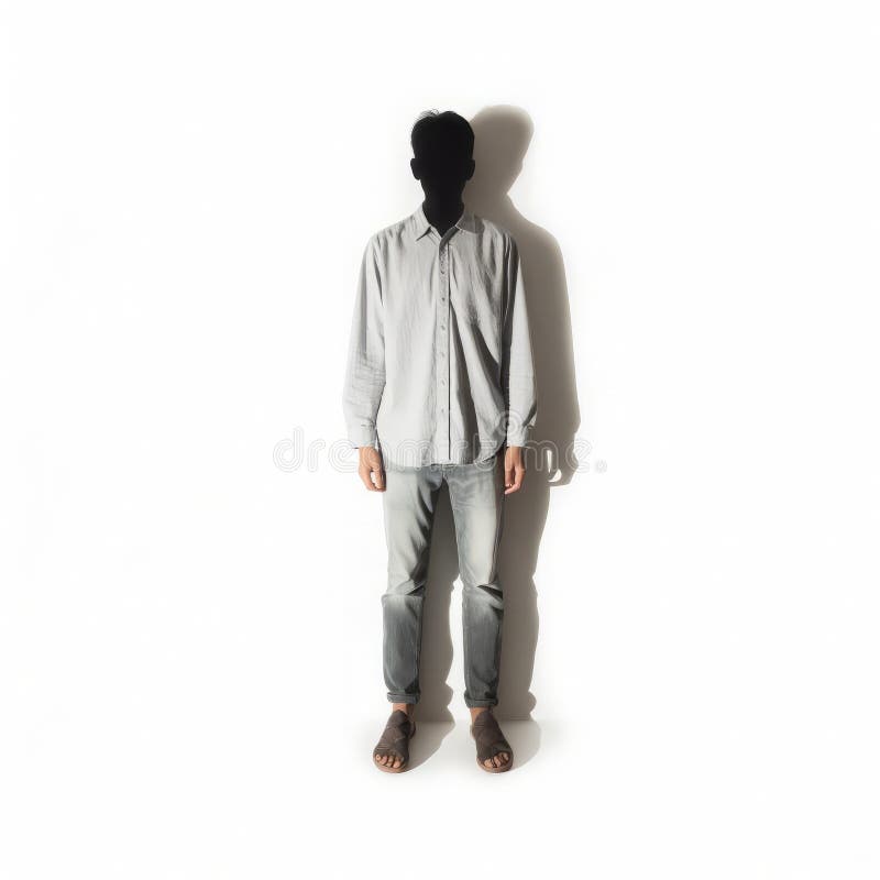 Minimal Shadow of Full Body on White Isolated Background Stock ...