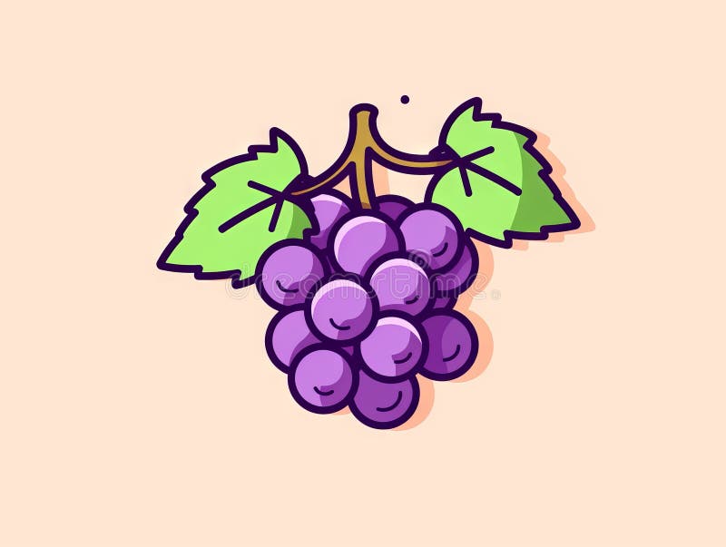 Minimal Simple Hand-Drawn Grape Illustration AI Generated Stock ...