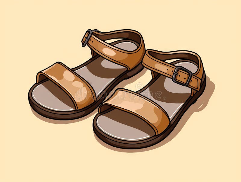 Minimal Simple Hand-Drawn Sandals Illustration AI Generated Stock ...