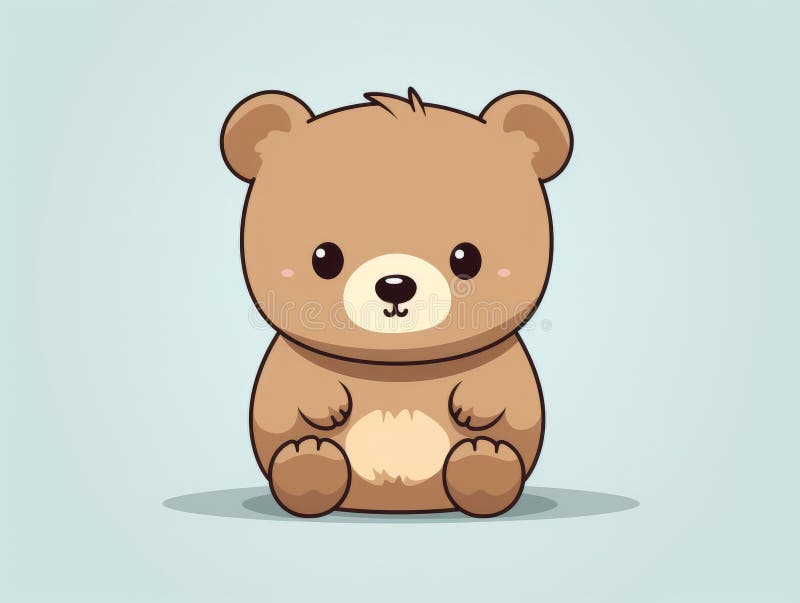 Minimal Simple Illustration of a Cute Bear Cub AI Generated Stock ...