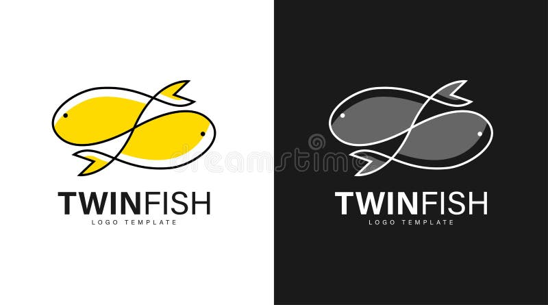 Minimal Simple Modern Twin Fish Logo Stock Illustrations – 11 Minimal ...