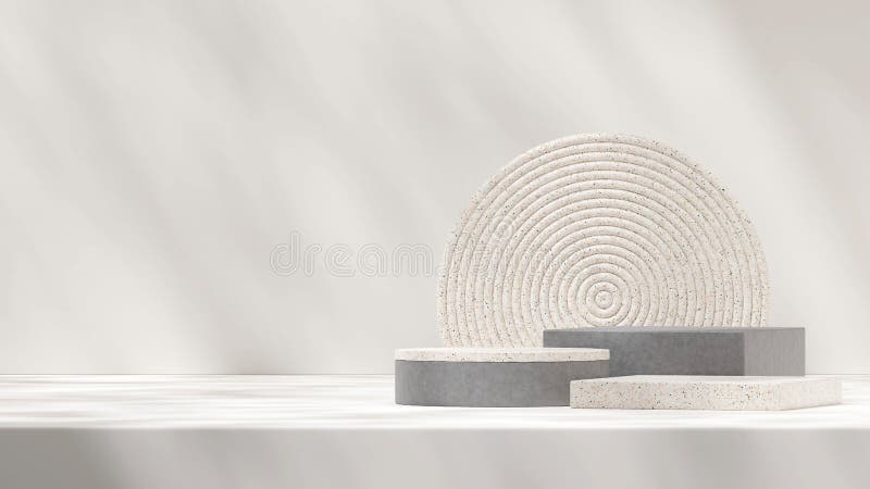 Minimal Simple Shape Terrazzo Texture and White Podium, 3d Rendering ...