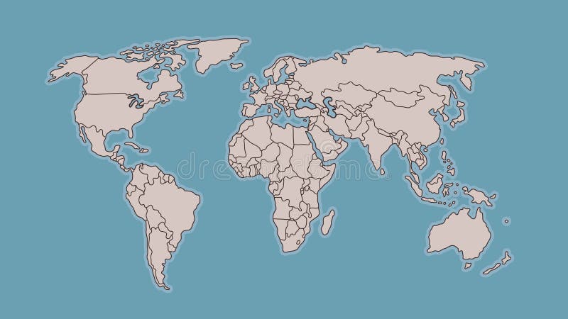 Minimal Simple World Map. World Map with Muted Colour Stock Vector ...