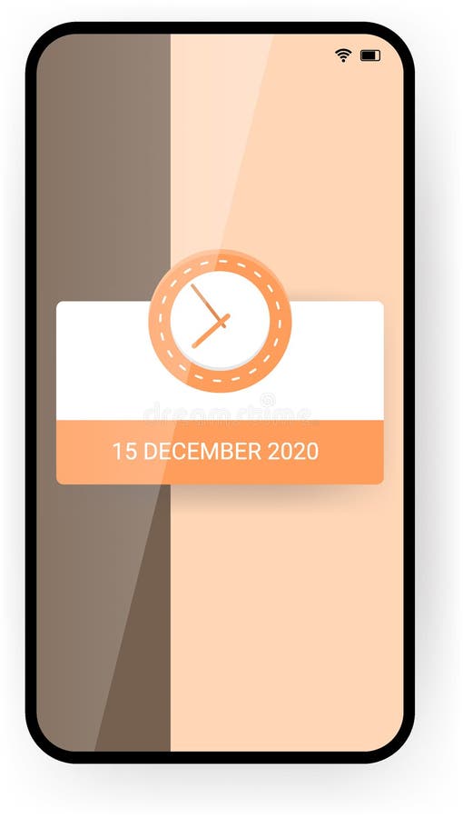 Minimal Smartphone Homescreen UI with Date and Clock Stock Illustration ...