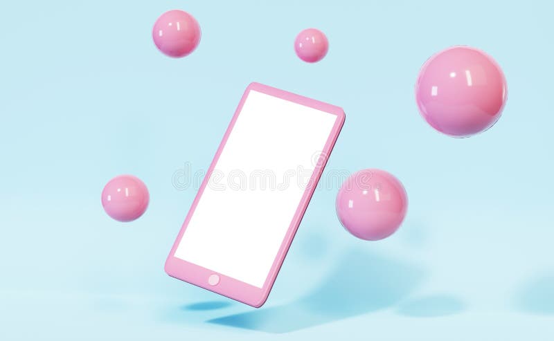 Minimal Smartphone Isolated with Abstract Shapes. Pastel Colors. 3d ...
