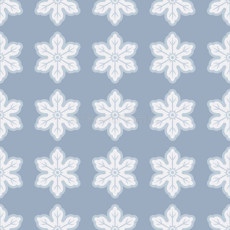 Minimal Snowflakes Seamless Pattern. Geometric Snowflake on Blue ...