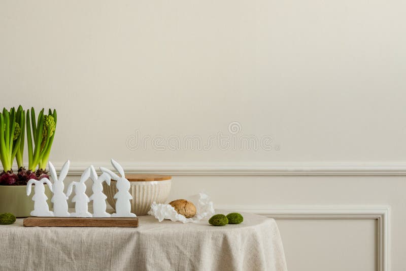 Minimal Spring Composition of Easter Living Room Interior with Copy ...