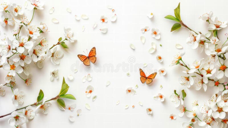 Minimal Spring Concept with White Space and Fresh Spring Flowers Accent ...
