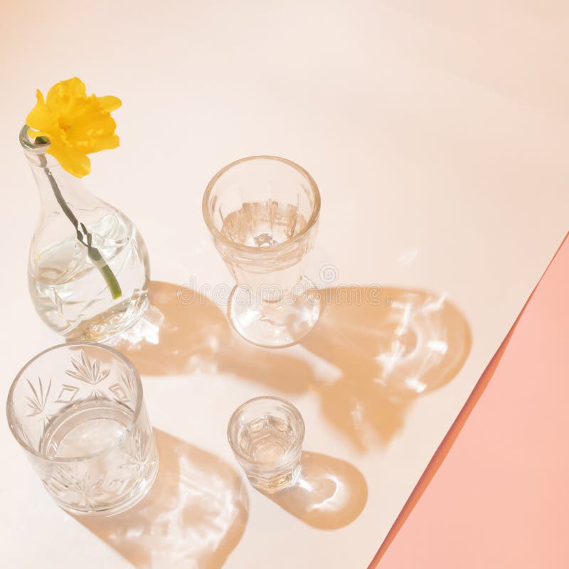 Minimal Spring Concept with Flower and Glasses. Stock Image - Image of ...