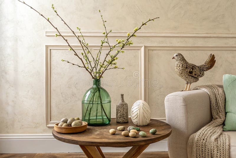 Minimal Spring Composition of Easter Living Room Interior with Copy ...