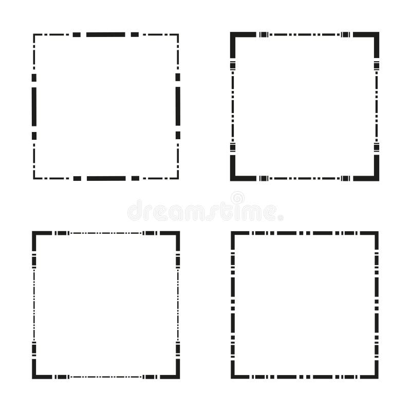 Minimal Square Frames. Thin Black Lines. Techno Style Borders Stock ...