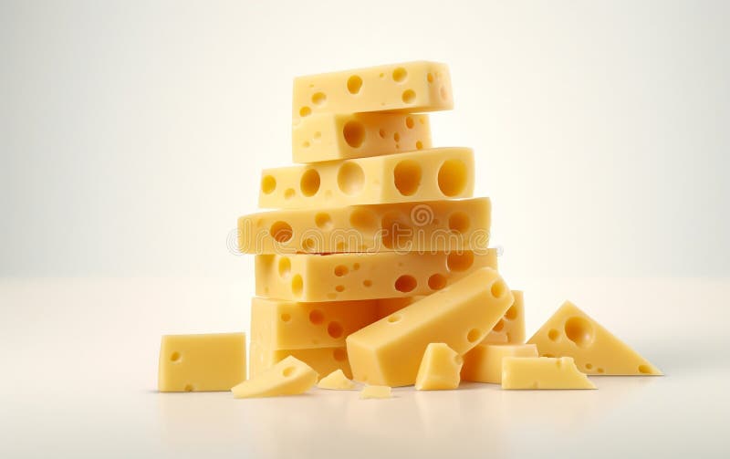 Minimal Stack of Sliced Swiss Cheese on a Small Surface. Generative AI ...