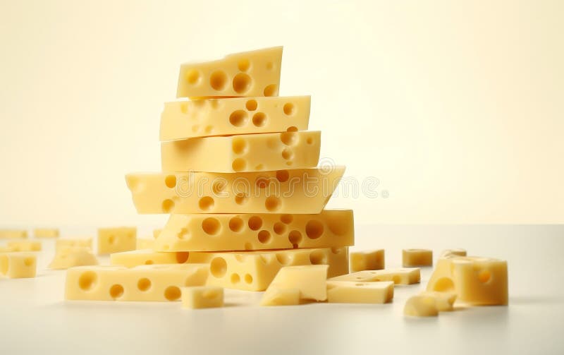 Minimal Stack of Sliced Swiss Cheese on a Small Surface. Generative AI ...