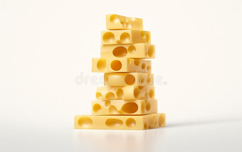 Minimal Stack of Sliced Swiss Cheese on a Small Surface. Generative AI ...