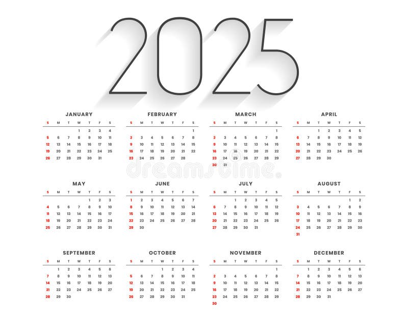 Minimal Style 2025 Annual Wall Calendar Template Design Stock Vector ...