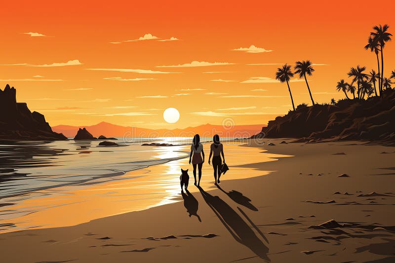 Minimal Style Background of Beach, Good Sunny Day Stock Illustration ...