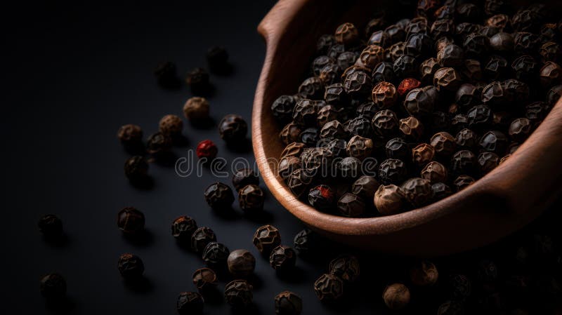 Minimal Style: Black Pepper on Black Background AI Generated Stock ...