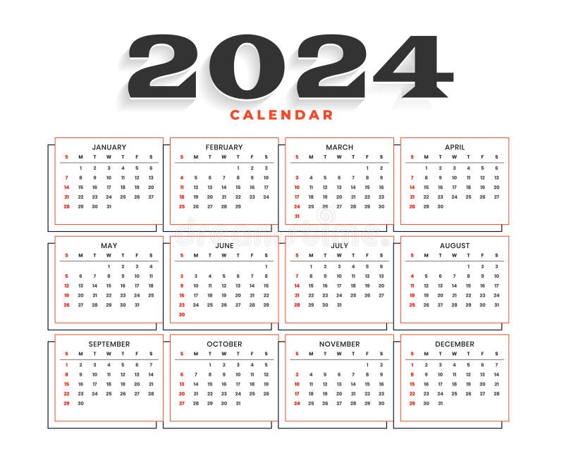 Minimal Style 2024 Business Calendar Template for Office or Business ...
