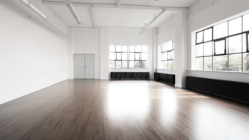 Minimal Style Interior Room with White Wall. Dance Hall, Office Space ...