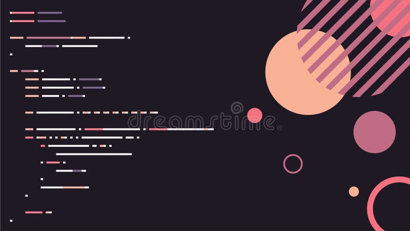Minimal Style Music Coding Script Line Illustration with Circle Palette ...